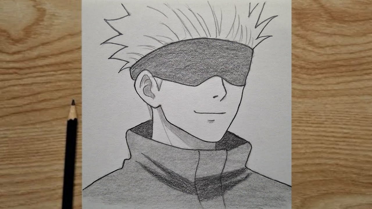 Gojo Face Drawing Step by Step | Jujutsu Kaisen Anime Character Drawing ...