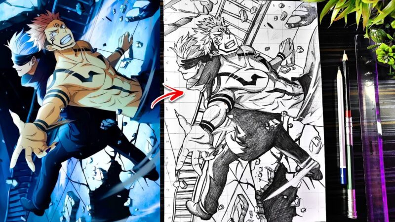 How To Draw Gojo vs Sukuna Fight Scene | Jujutsu Kaisen Drawing |Anime ...