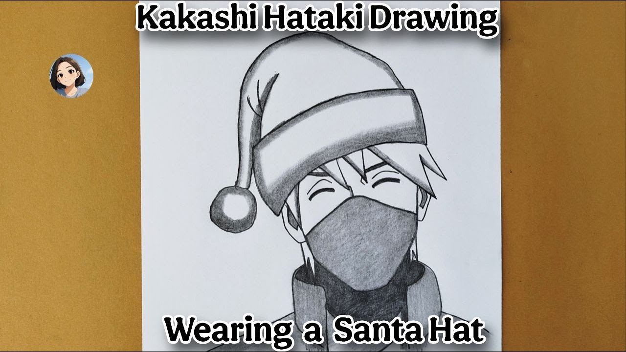 How To Draw Kakashi With a Santa Hat | Easy Anime Christmas Drawing ...