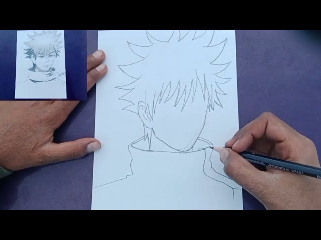 Step by step how to draw Megumi Fushiguro from jujutsu kaisen - Jujutsu ...